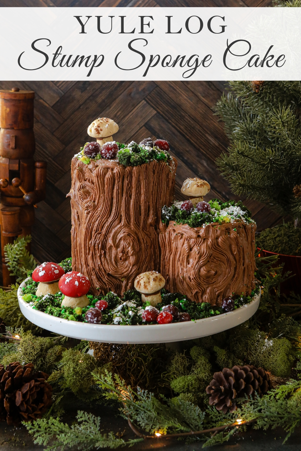 Tree Stump Yule Log Cake recipe - Sugar Maple Farmhouse