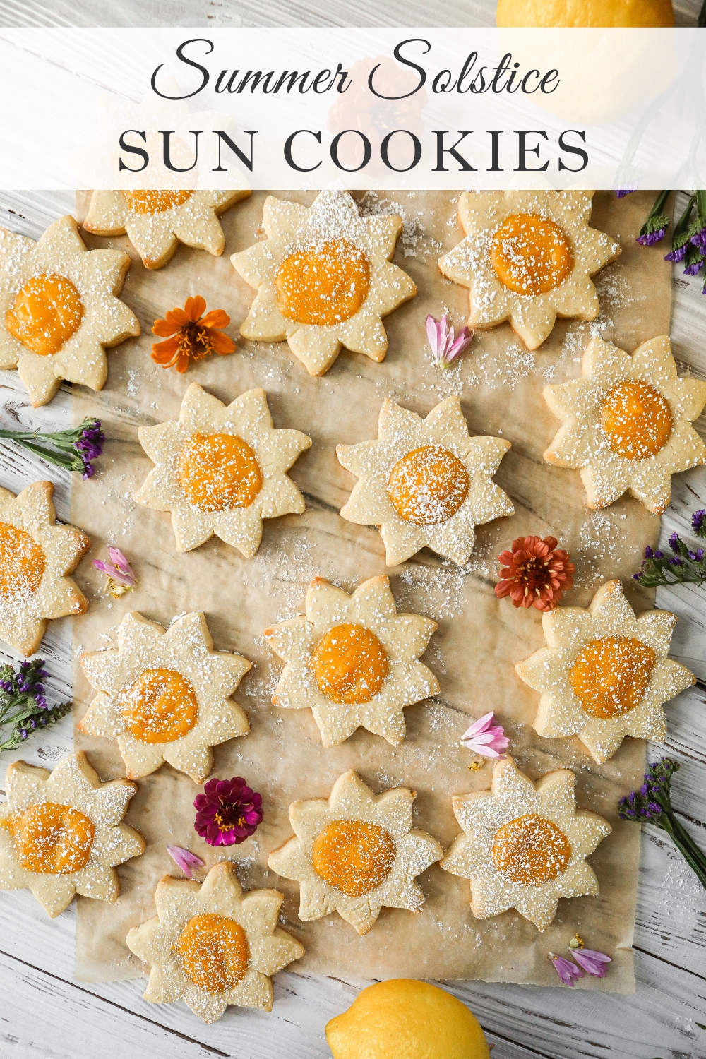 Summer Solstice Sun Cookies with Lemon Curd