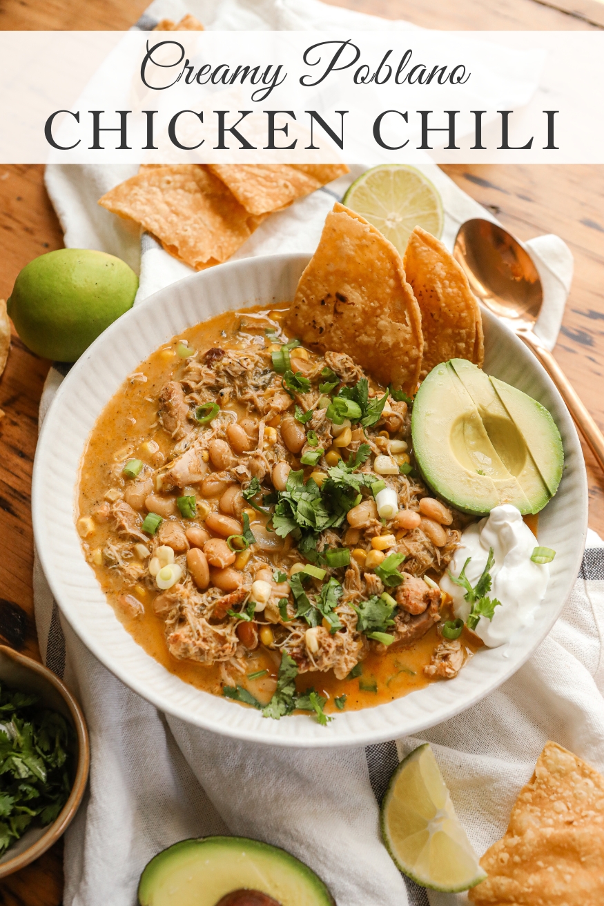 Creamy Poblano Chicken Chili Recipe