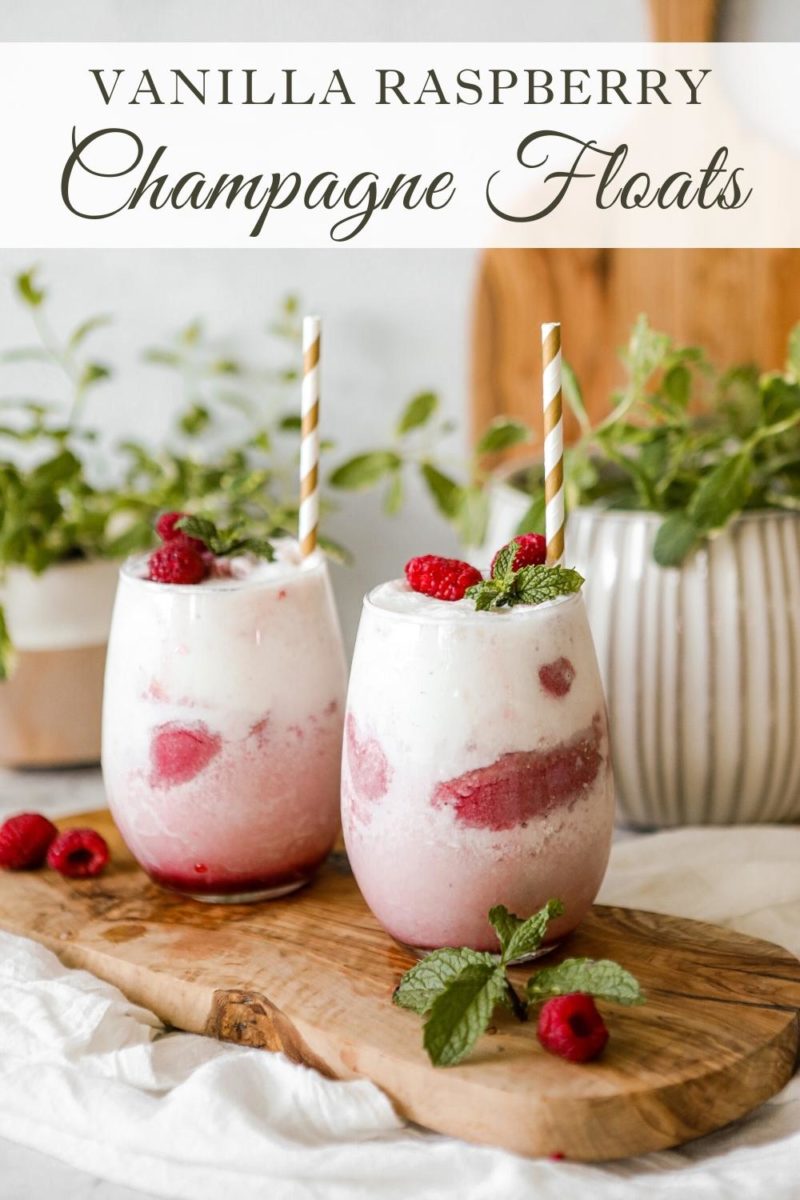 Vanilla Raspberry Champagne Floats - Sugar Maple Farmhouse