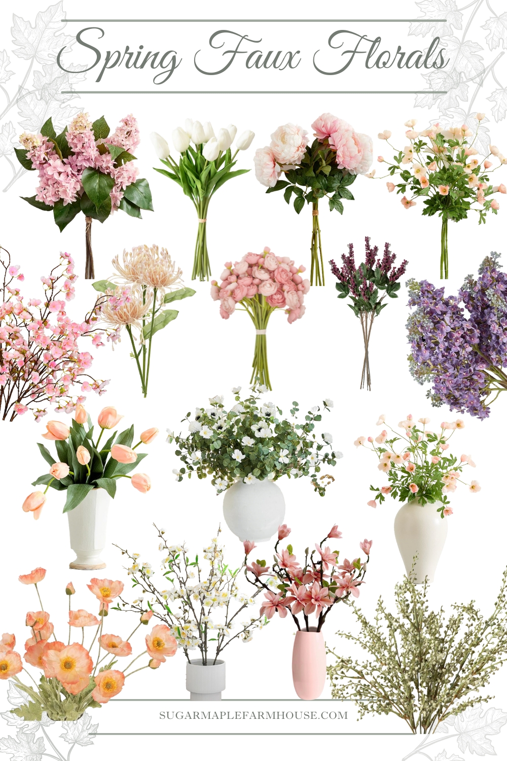Realistic Spring Faux Flowers - Sugar Maple Farmhouse