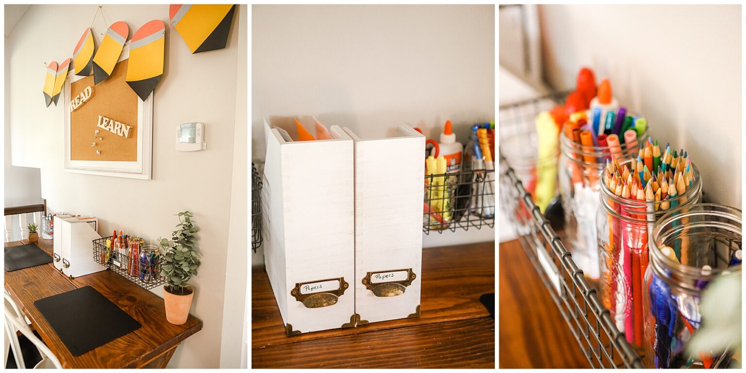 Homework area & DIY Pencil Banner (Free PDF!)