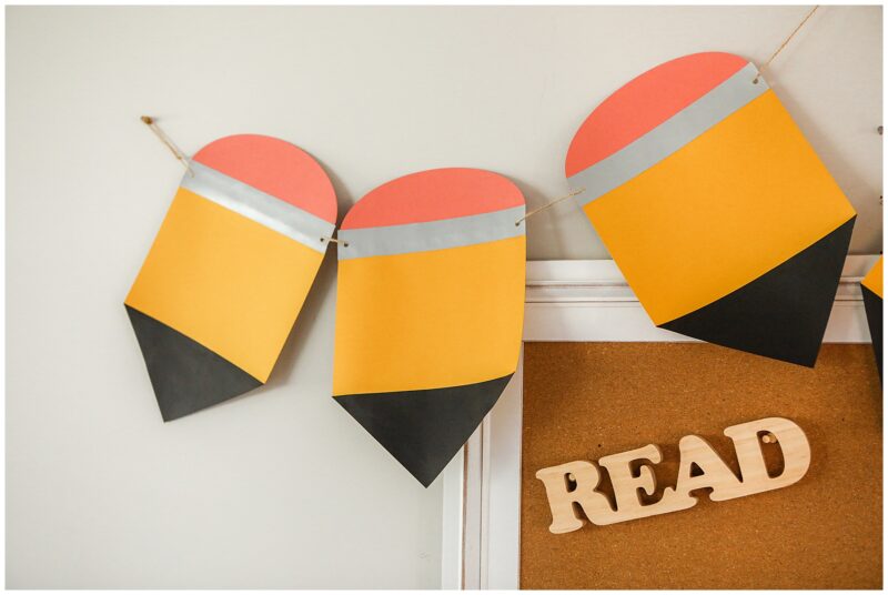 Homework area & DIY Pencil Banner (Free PDF!)