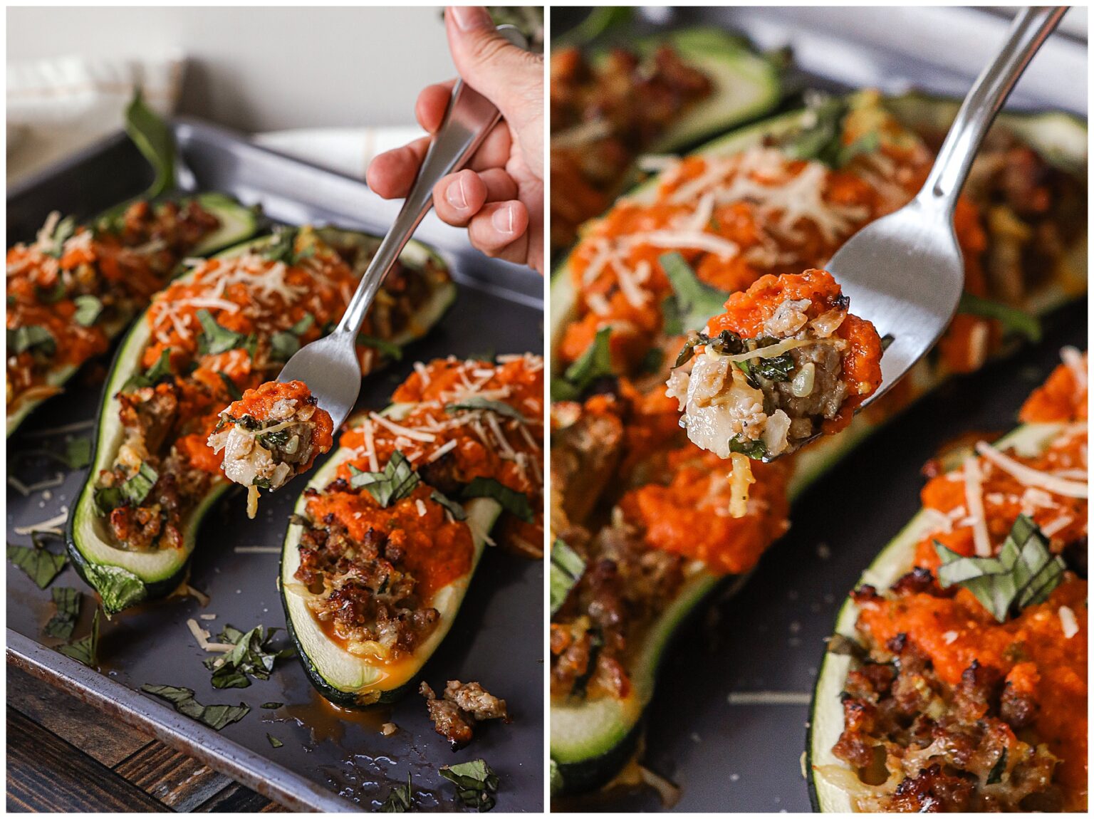 Italian Sausage Stuffed Zucchini recipe