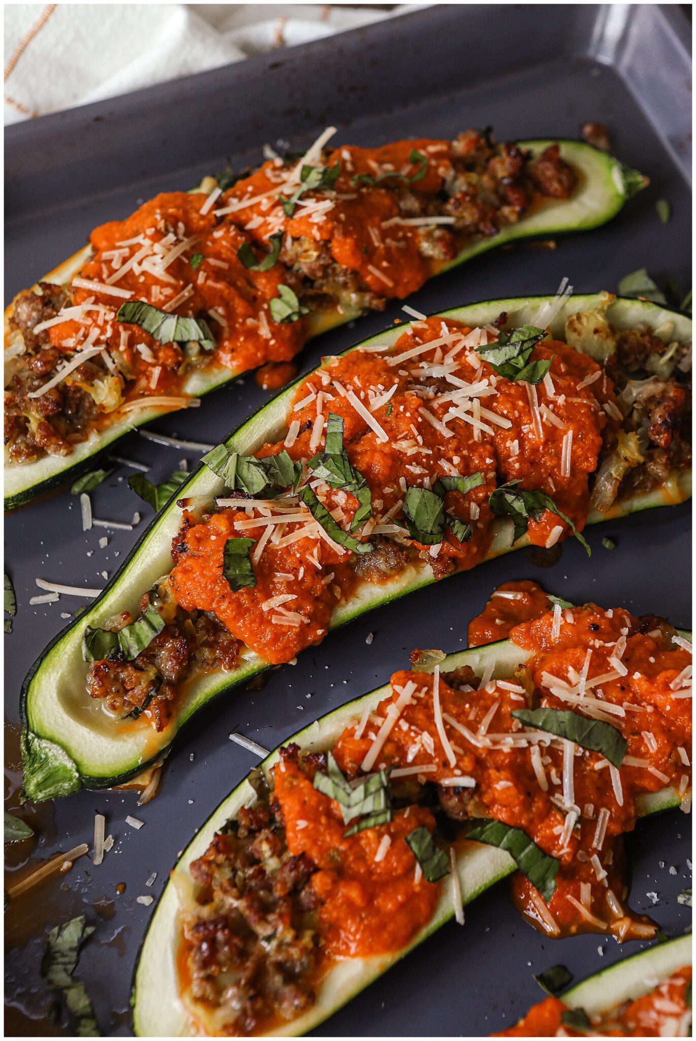 Italian Sausage Stuffed Zucchini recipe
