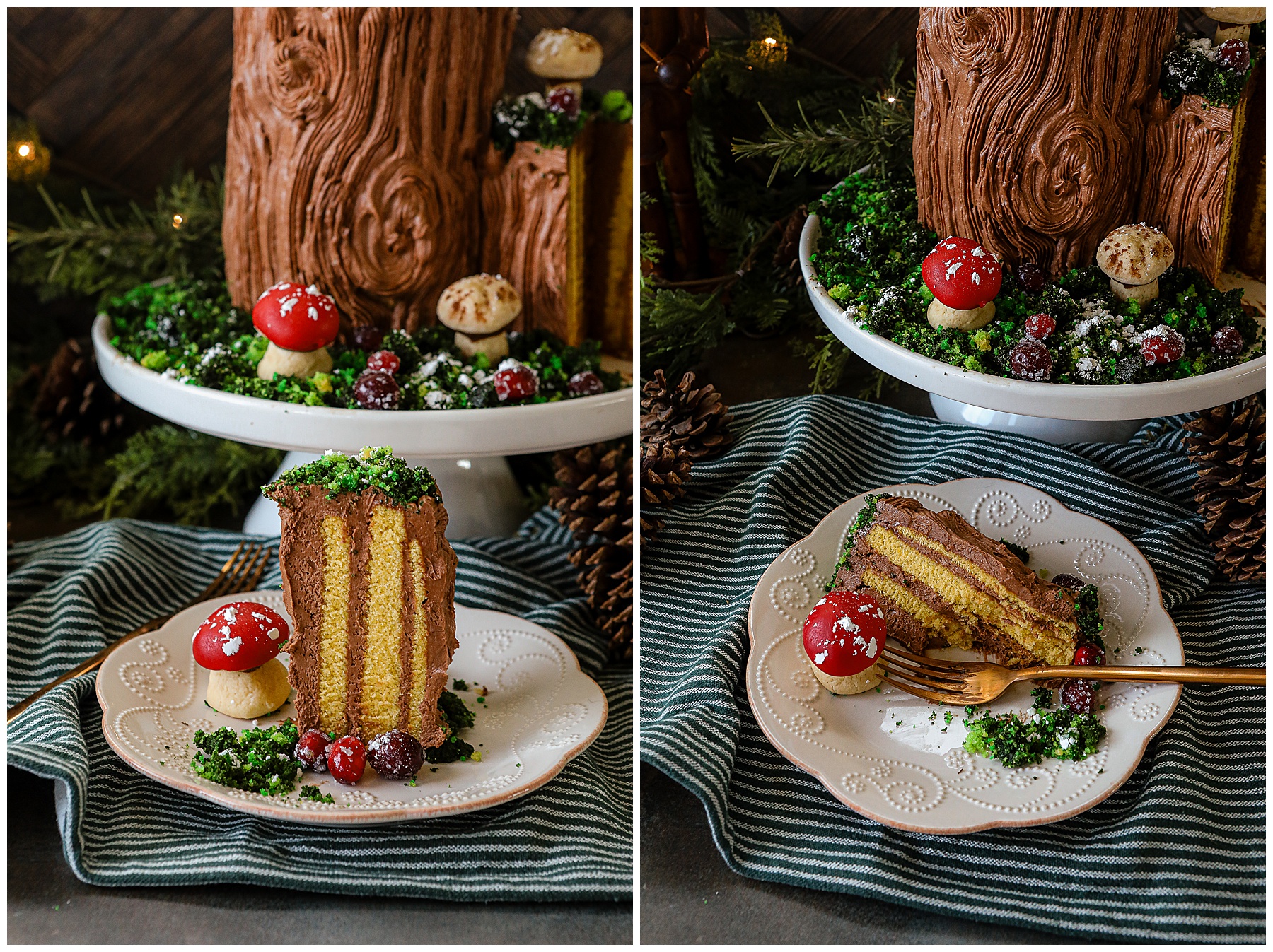 Tree Stump Yule Log Cake recipe - Sugar Maple Farmhouse