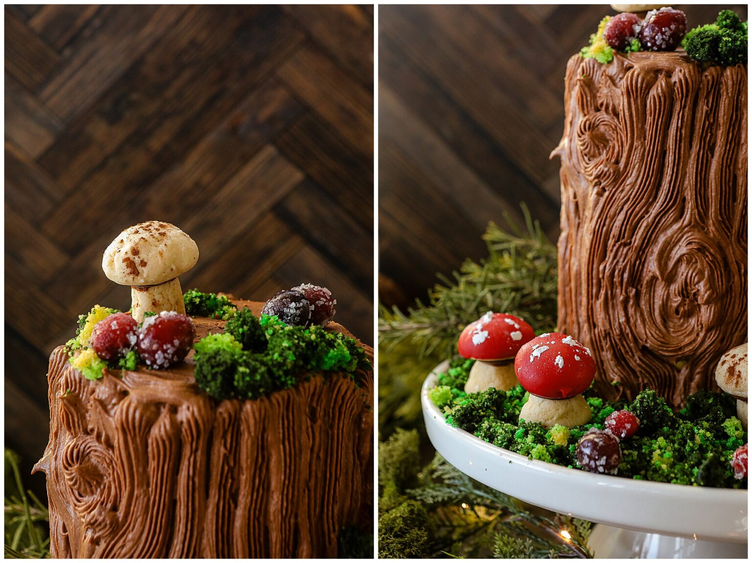 Tree Stump Yule Log Cake recipe - Sugar Maple Farmhouse