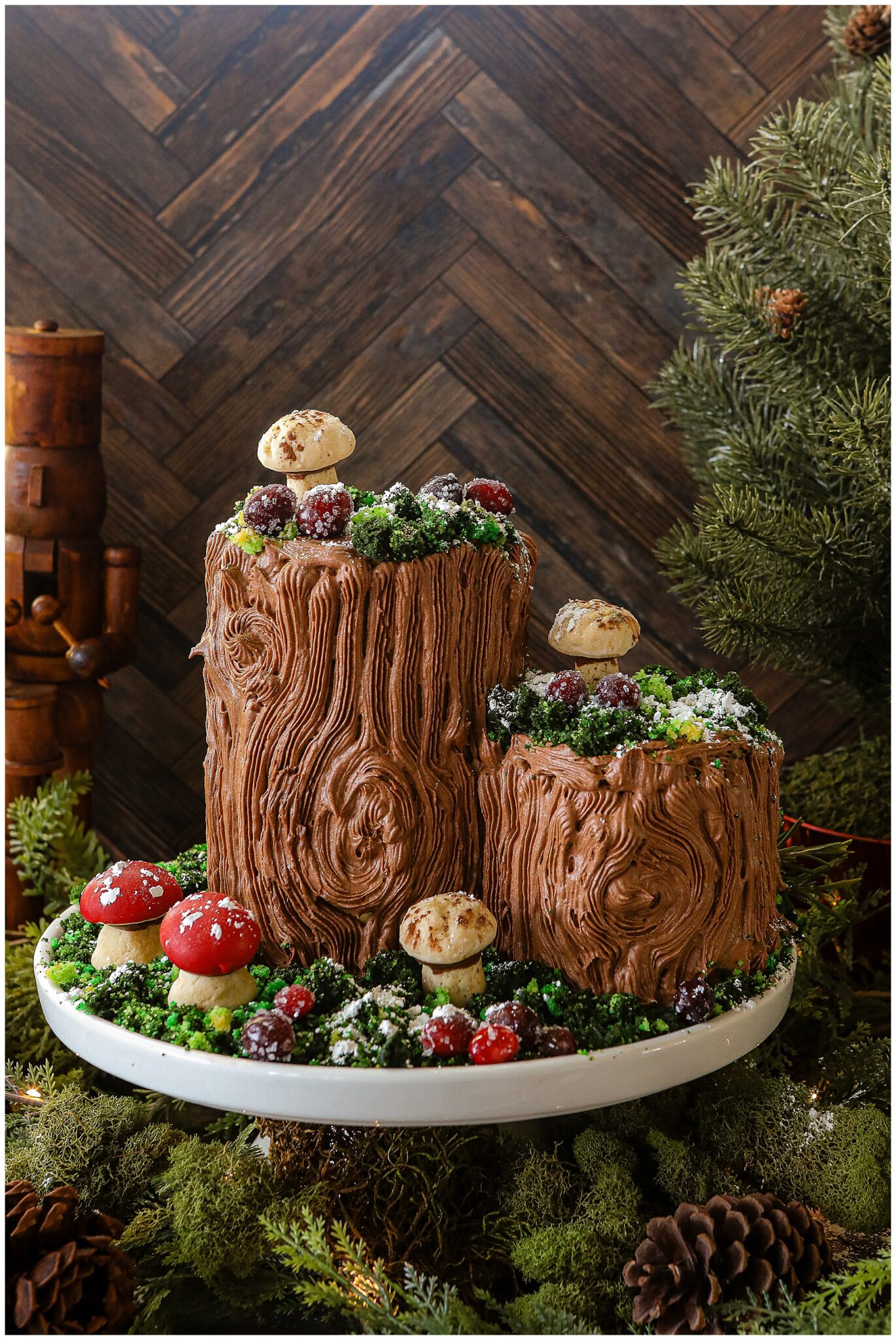 Tree Stump Yule Log Cake recipe - Sugar Maple Farmhouse