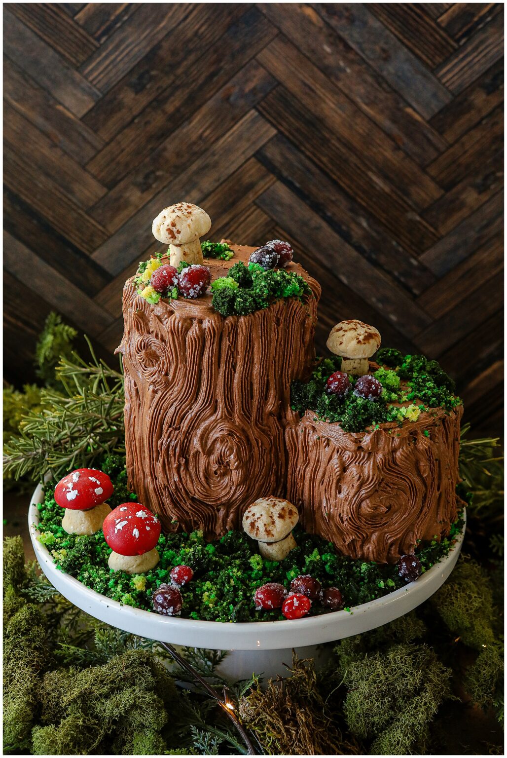 Tree Stump Yule Log Cake recipe - Sugar Maple Farmhouse