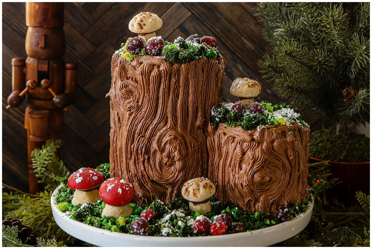 Tree Stump Yule Log Cake recipe - Sugar Maple Farmhouse