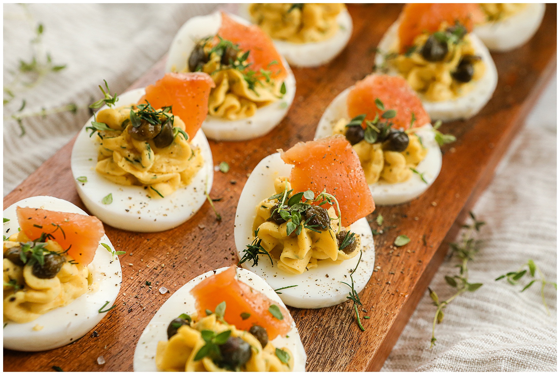 Dijon Deviled Eggs with Salmon