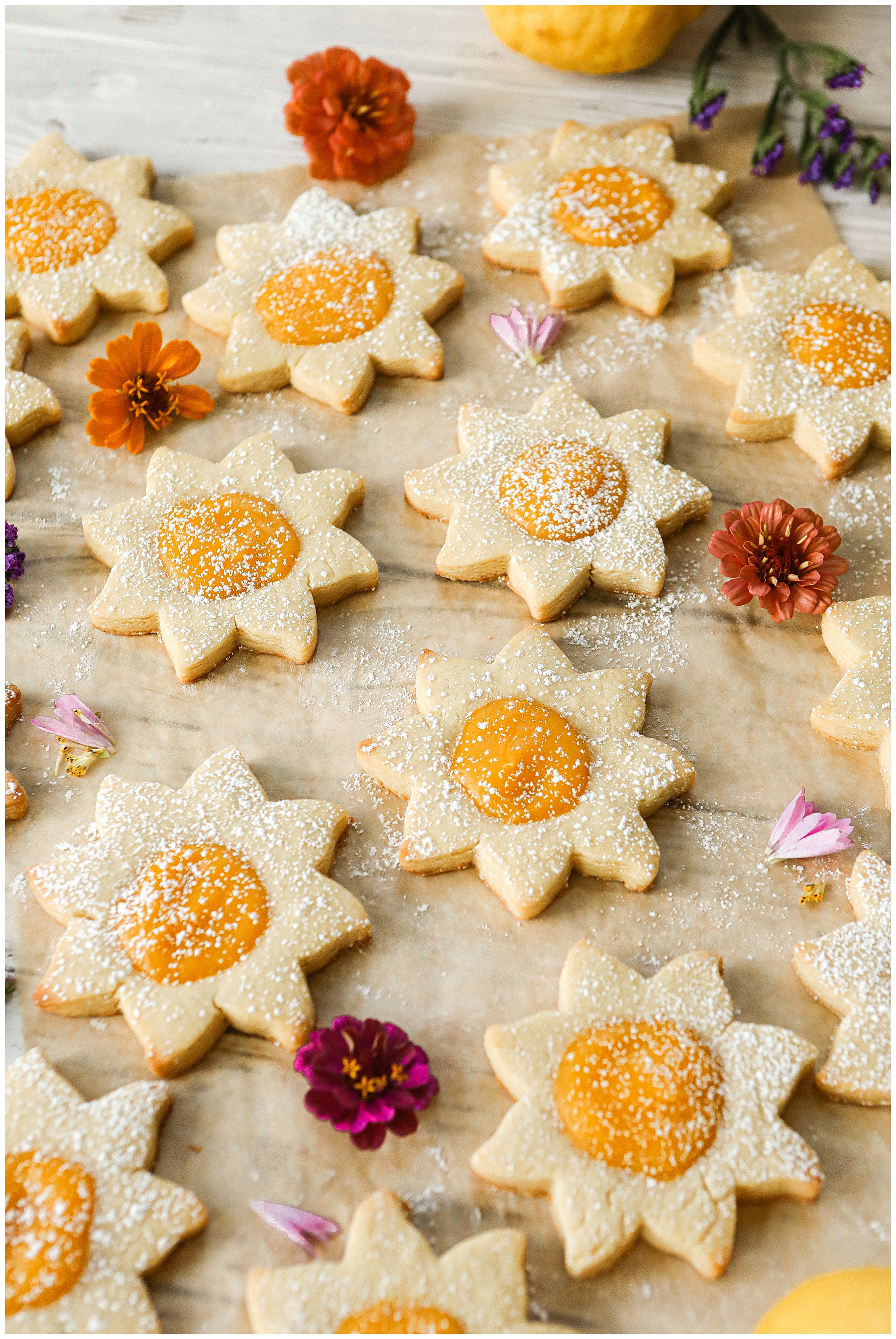 Summer Solstice Sun Cookies with Lemon Curd