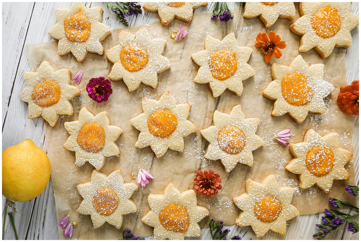 Summer Solstice Sun Cookies with Lemon Curd