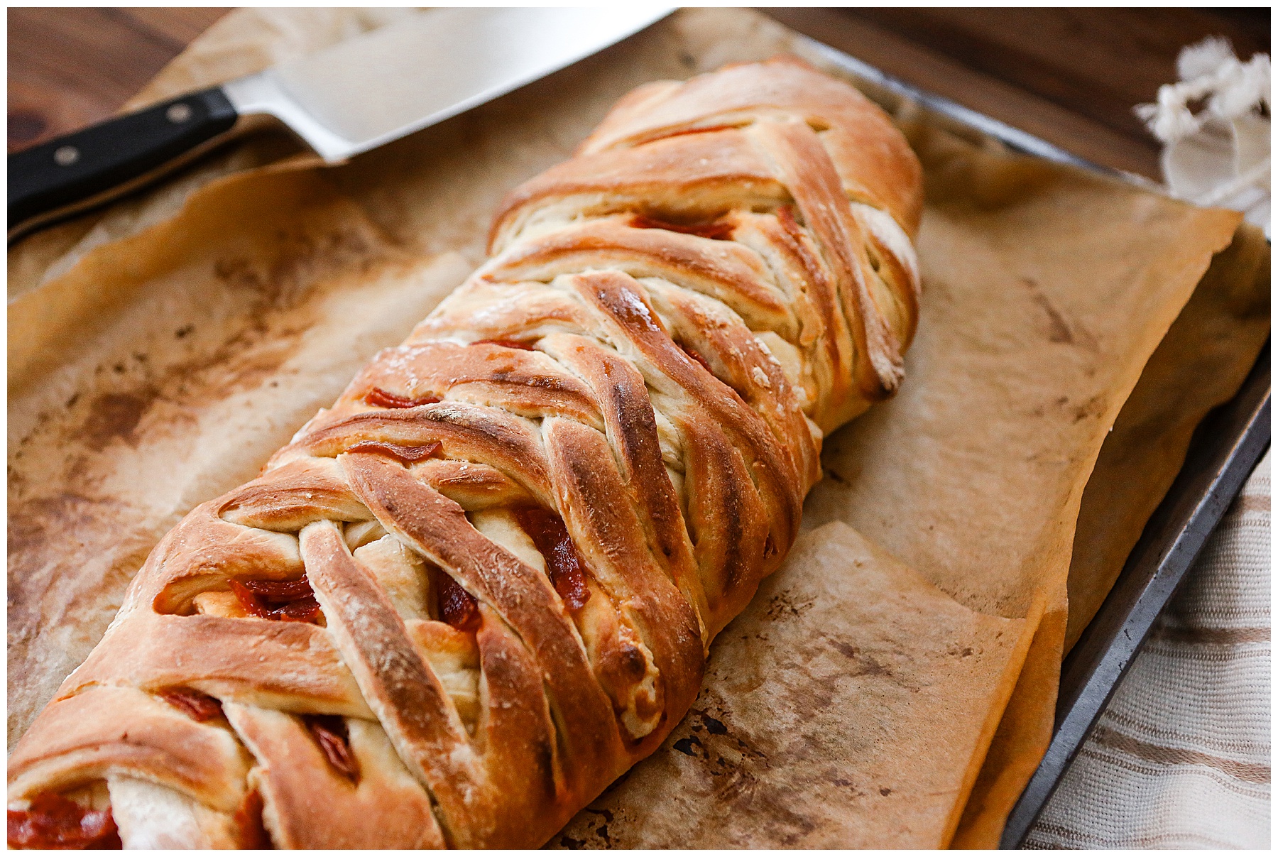 Homemade Braided Stuffed Pizza Bread
