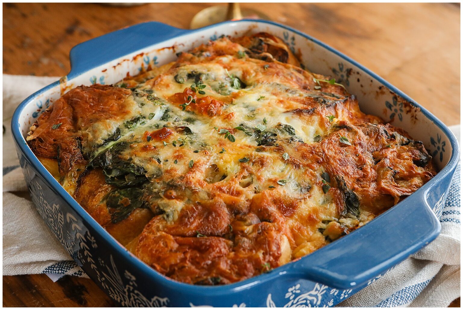 Gruyere and Spinach Strata recipe - Sugar Maple Farmhouse