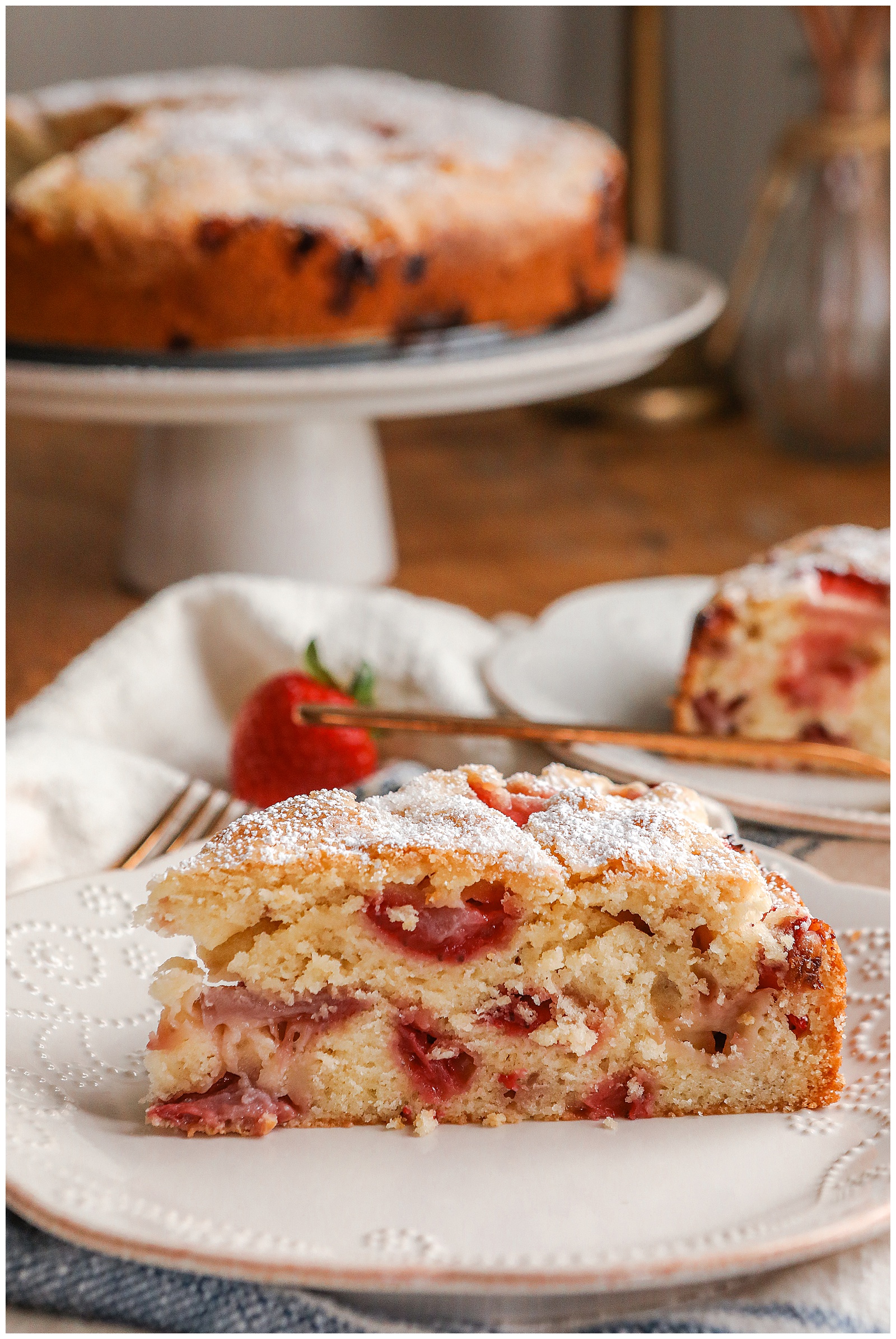 French Strawberry Cake with Fresh Strawberries - Sugar Maple Farmhouse