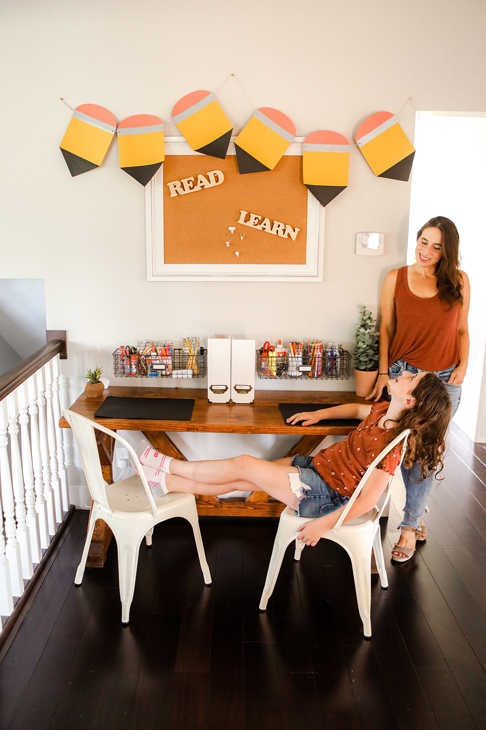 Homework area & DIY Pencil Banner (Free PDF!)