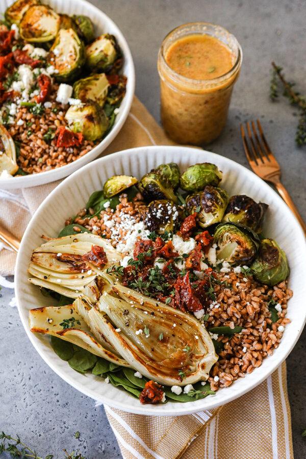 Roasted Fennel Salad with Farro and Brussels Sprouts
